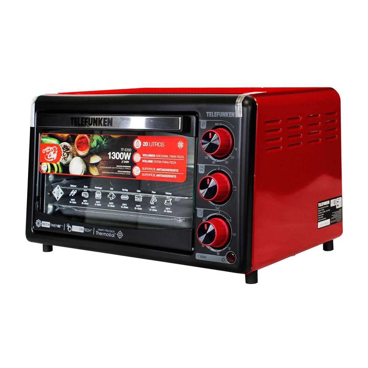 Forno de Bancada Elétrico Telefunken 20L E250C Vermelho 220V - Luxgolden