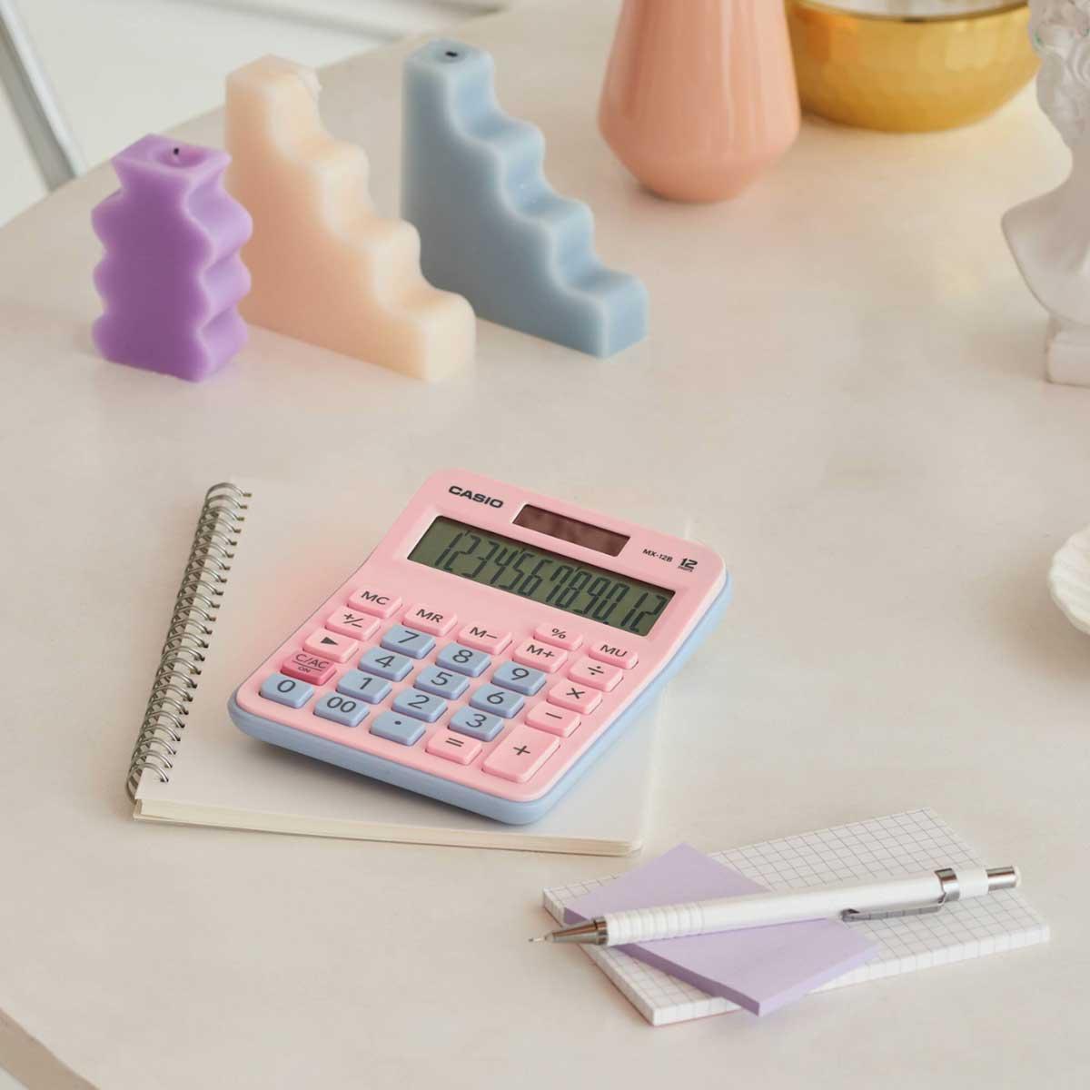 Calculadora de Mesa Casio 12 Dígitos MX-12B-PKLB - Rosa - Luxgolden