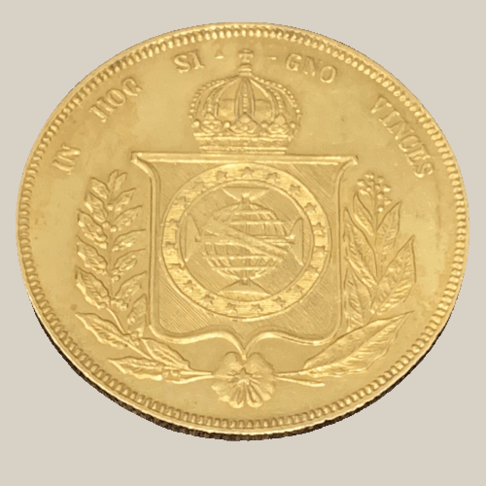 Moeda de Ouro de 20.000 Réis, Brasil Império, 1855, Imperador Pedro II ... Moeda de Ouro de 20.000 Réis, Brasil Império, 1855, Imperador Pedro II ...