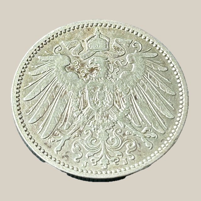 Moeda de prata, 1 Mark (1904J) – Império Alemão (Tipo 2) - Moeda ...