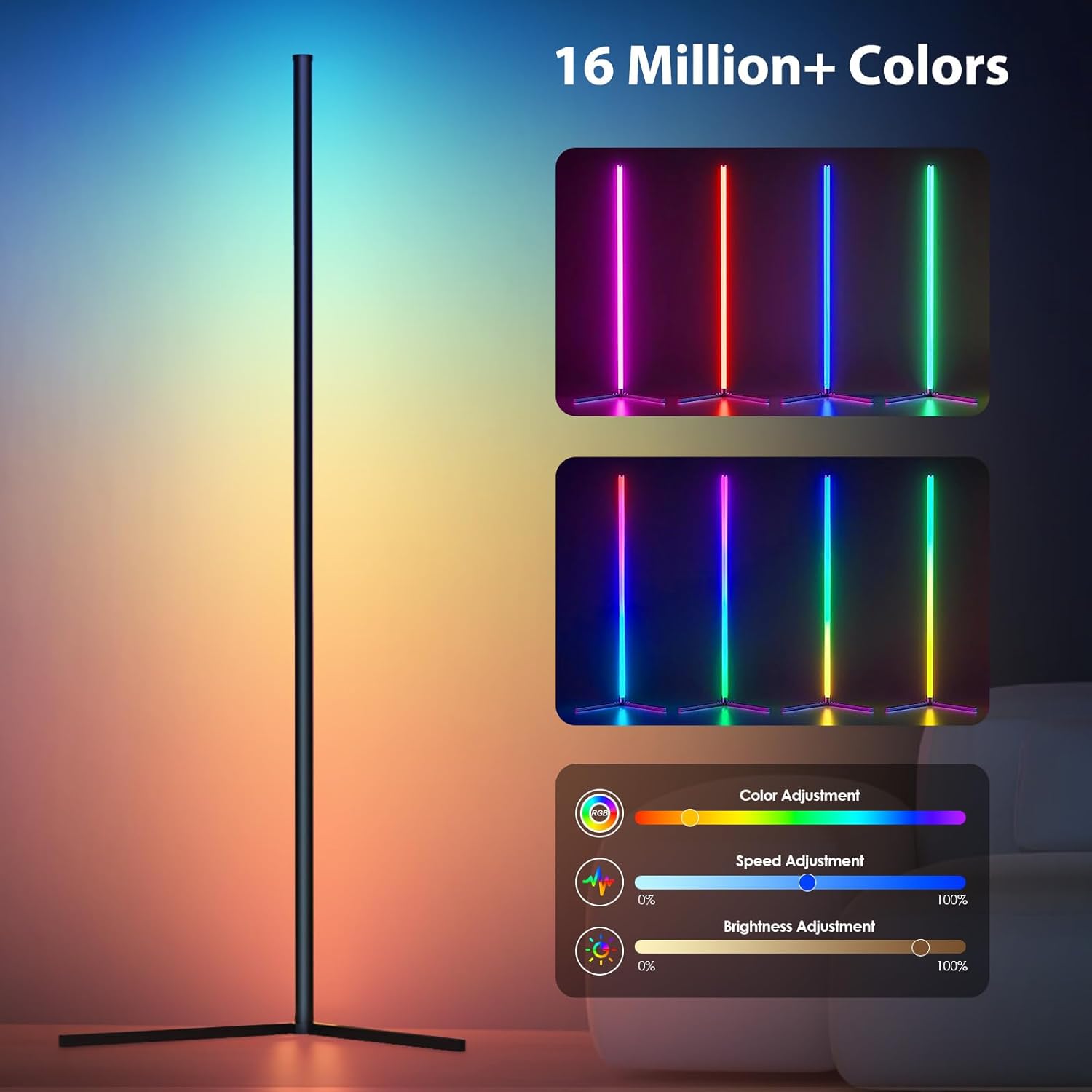 Lâmpada de Canto 155CM de LED RGB Regulável - Iluminação Moderna ...