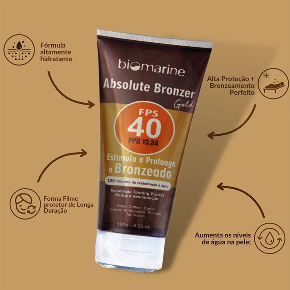 Bronzeador Sun Marine Fps40 Absolute Bronzer 150G Biomarine - Bolelli ...