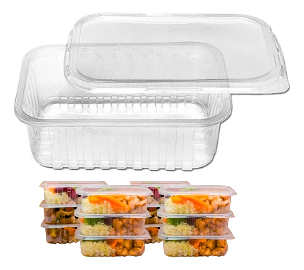 Kit pote e tampa retangular 500ML totalplast - ATACADÃO DA BAIXADA