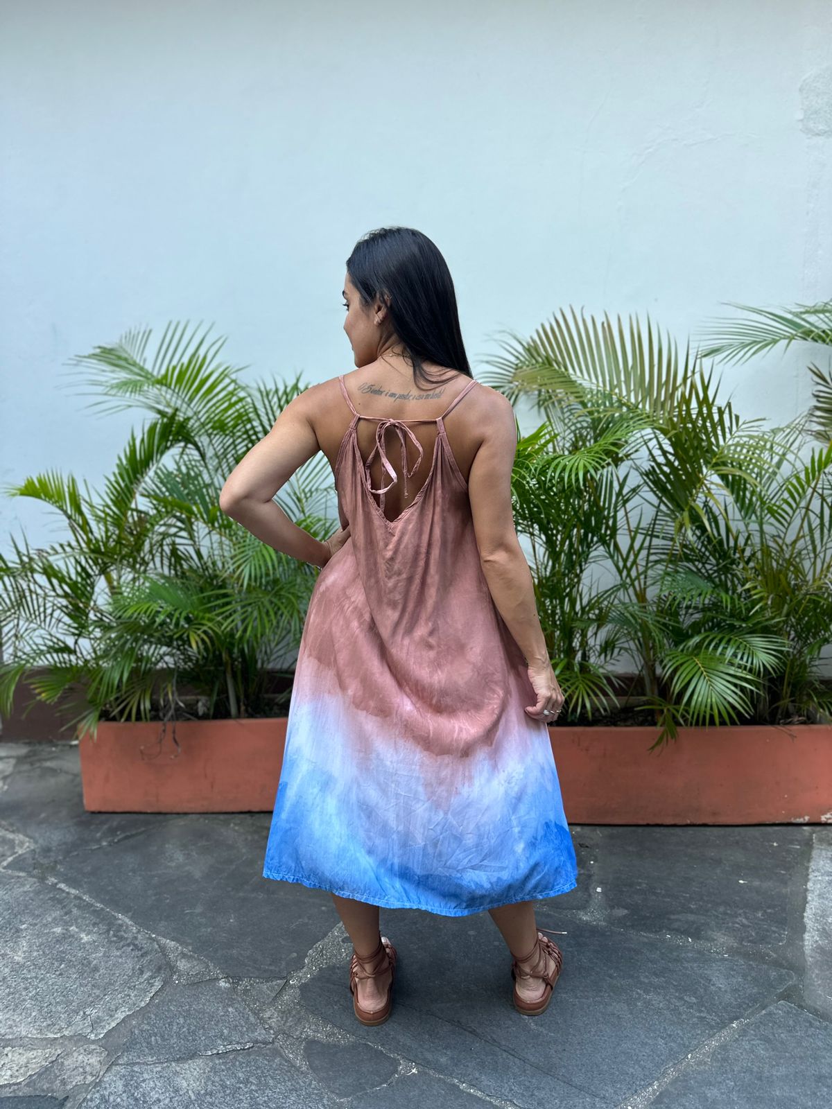 vestido curto eva marrom/azul - Wanderlust