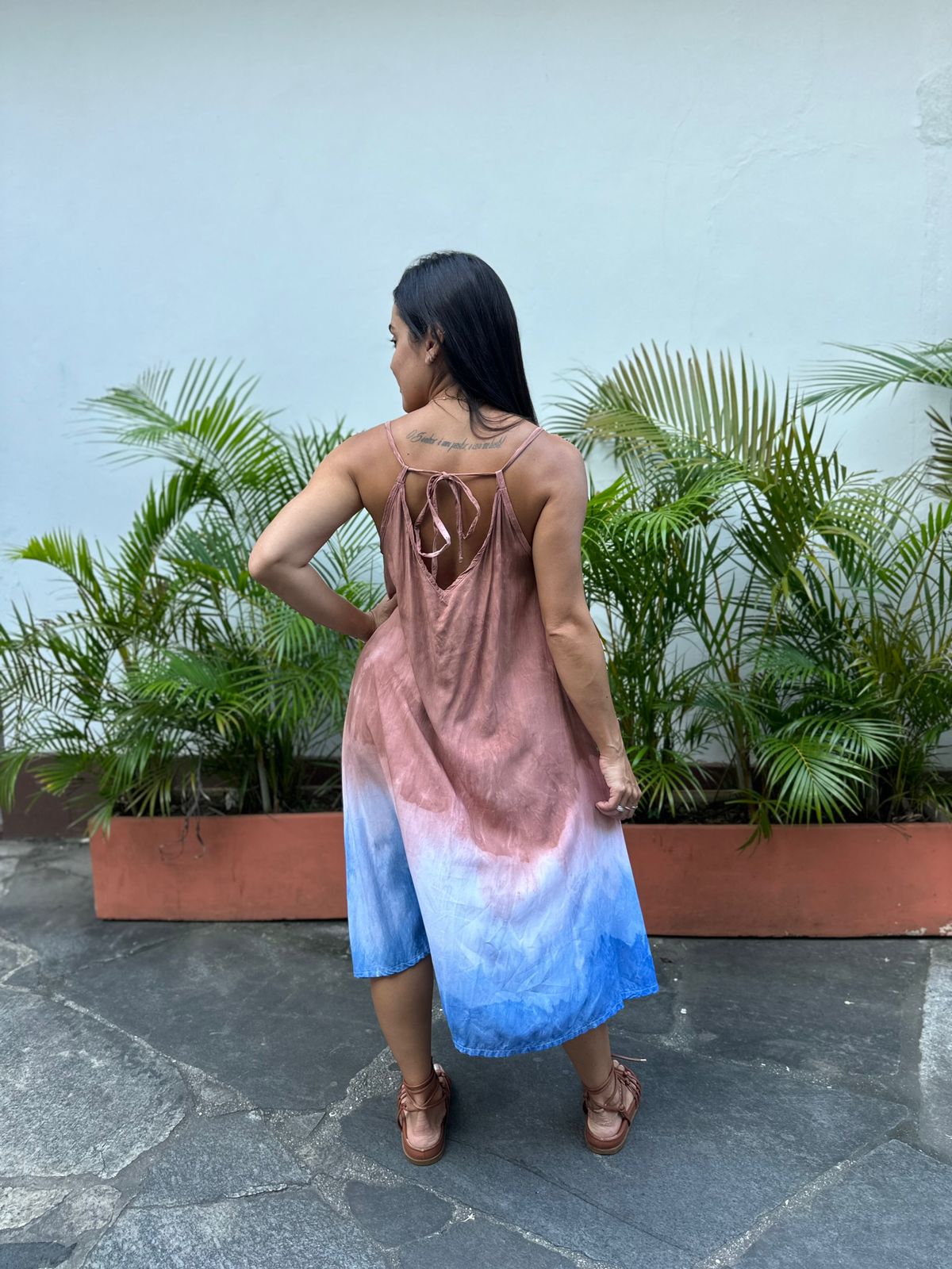 vestido curto eva marrom/azul - Wanderlust