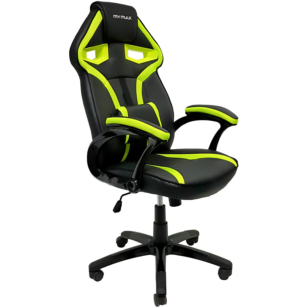 Cadeira Gamer MX1 Giratoria Preto/Verde MYMAX - IS Computer | Tudo de ...