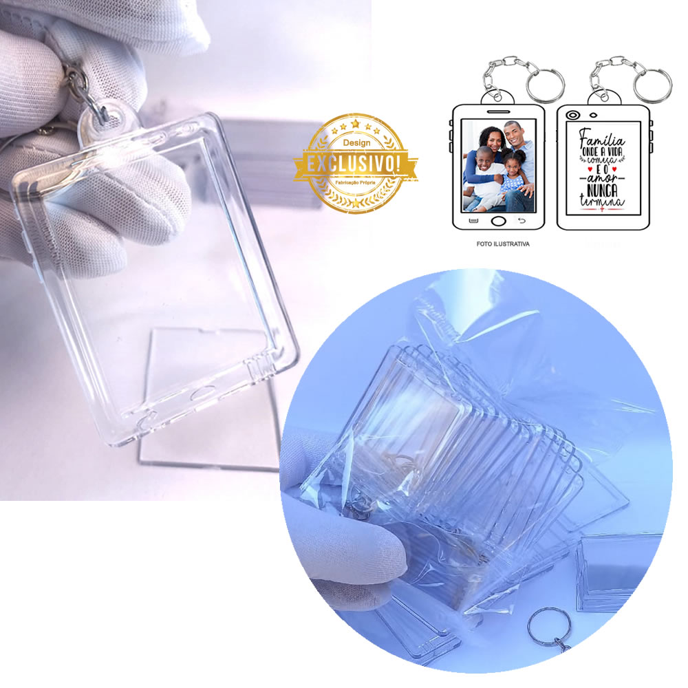 100 Peças Chaveiro Porta Foto 3x4 Celular - Incolor - Quali Plásticos ...