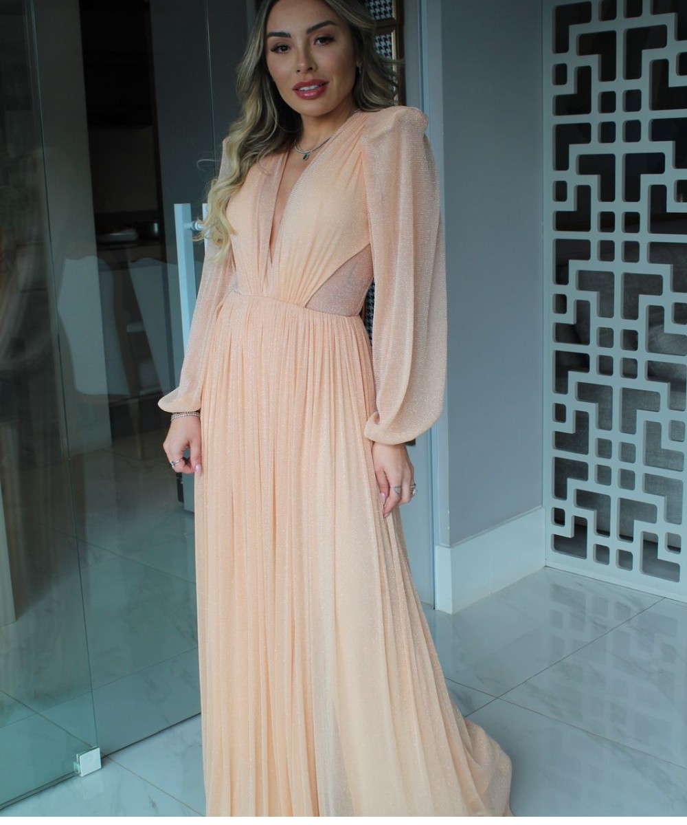 Vestido Longo Liane Salmão - Boutique Soul Queens