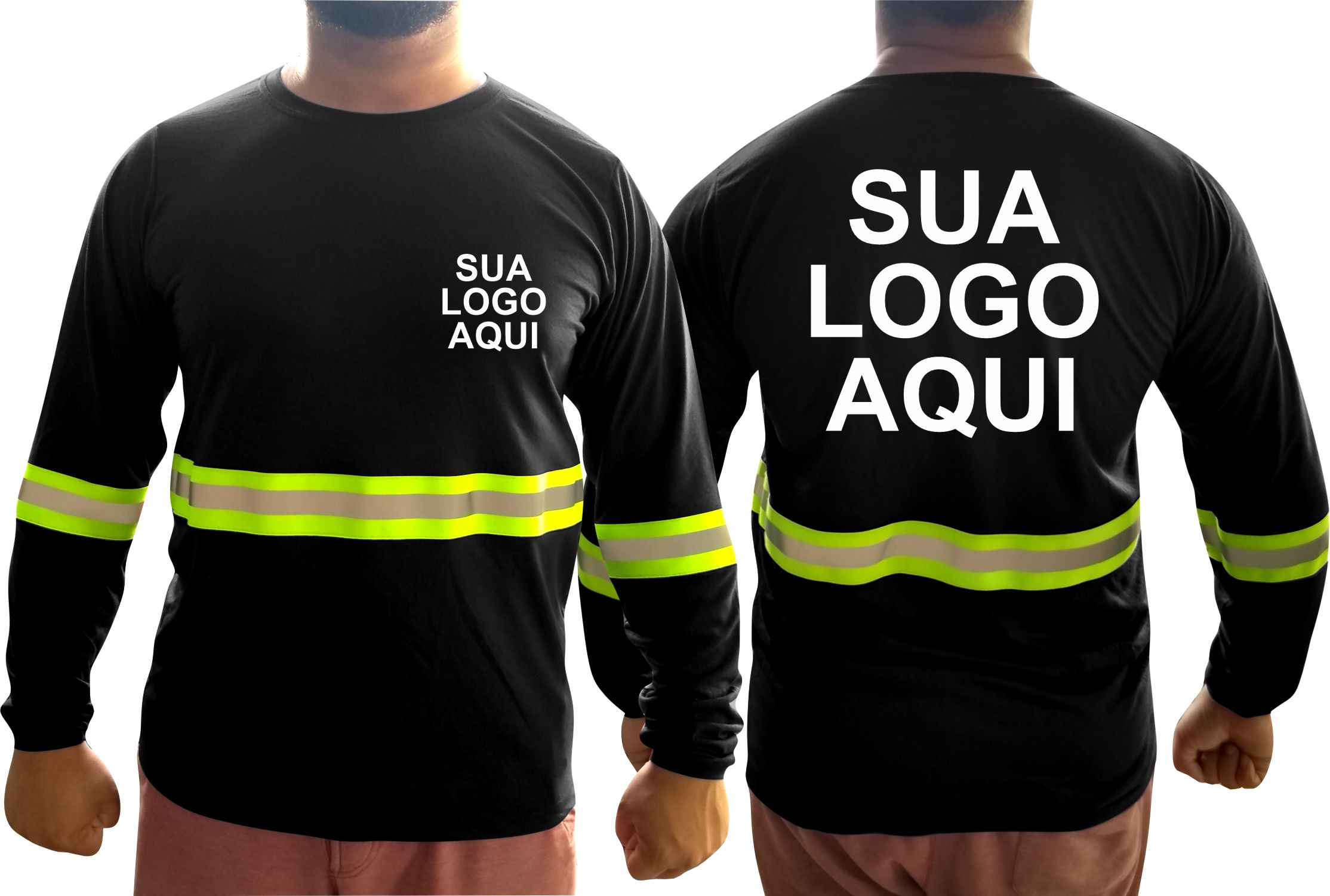 Kit 40 Camisetas Manga Longa Com Faixa Refletiva Personalizada - PS ...