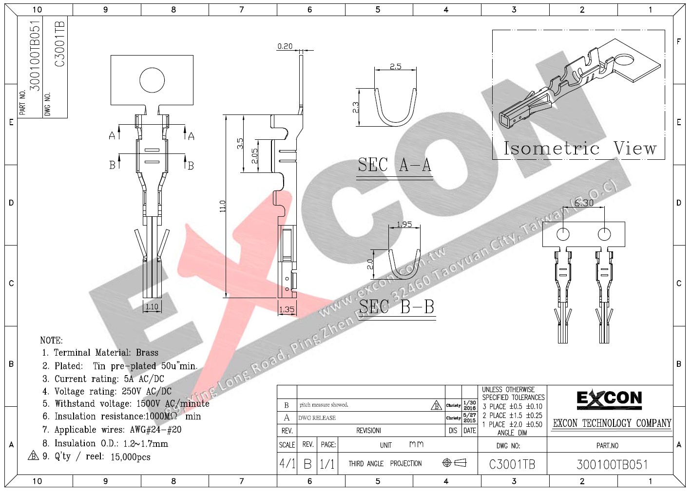 Terminal Micro Fit Fêmea Passo 3,0mm - Plugshop