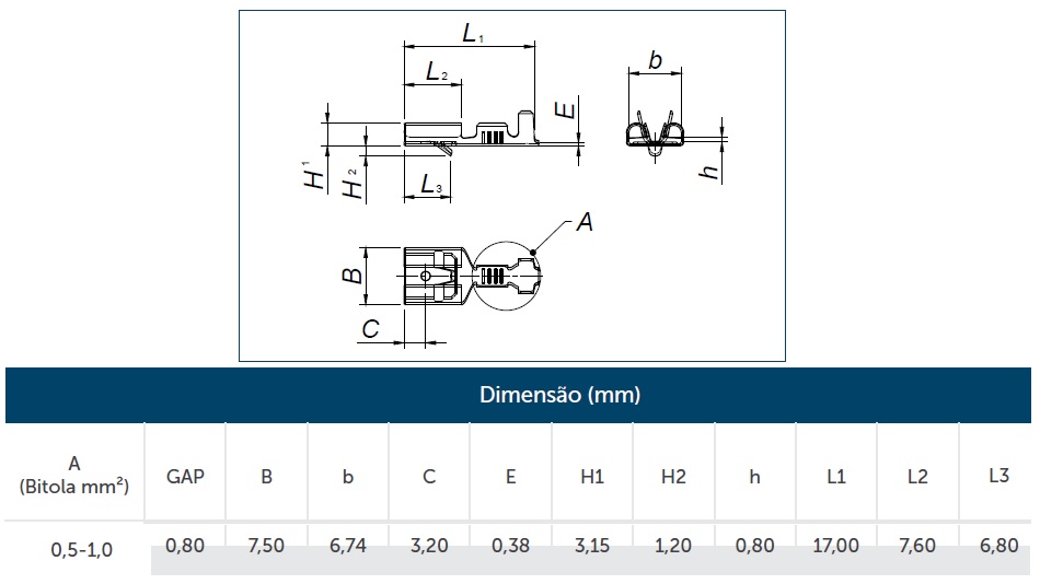 Terminal Faston Fêmea 6,3mm Com Trava - Plugshop