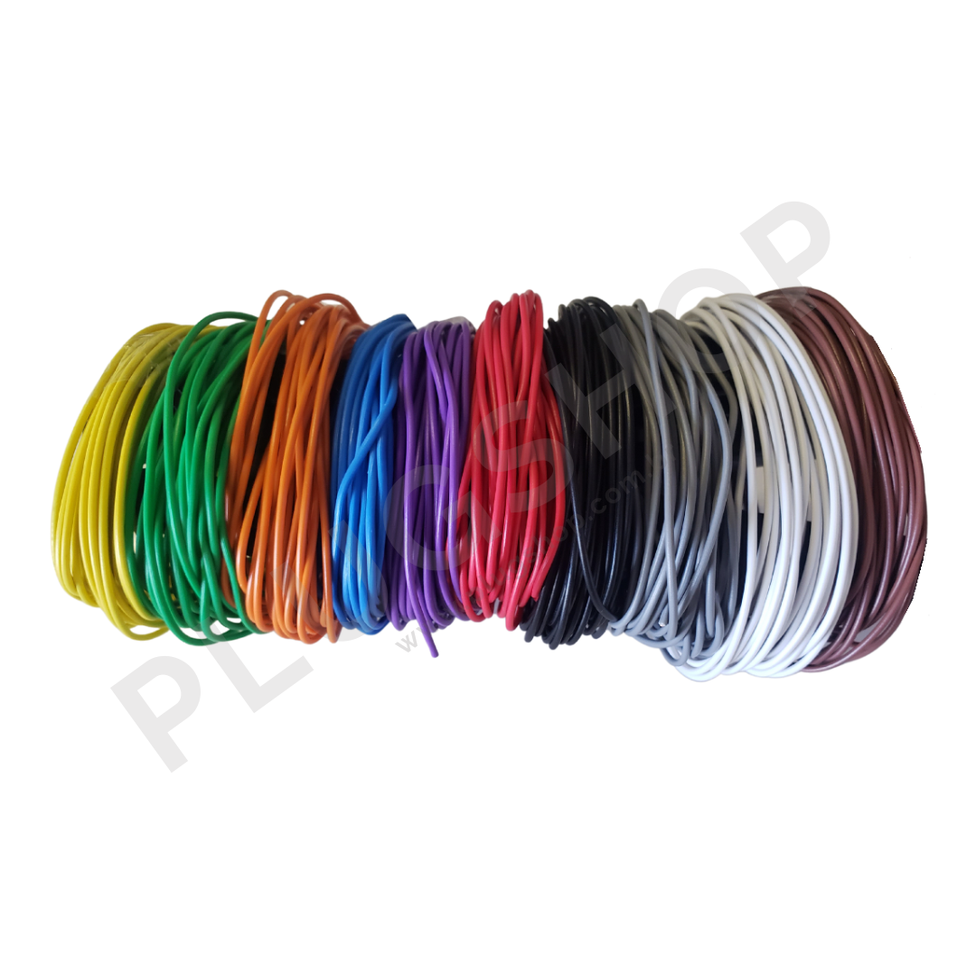 Cabo Flexível 0,20 Cabinho para Eletrônica 100m - 10m p/ cor - Plugshop