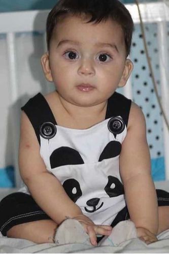 Jardineira Regata Panda - Malha Penteada 100 % ALG - Looney Baby