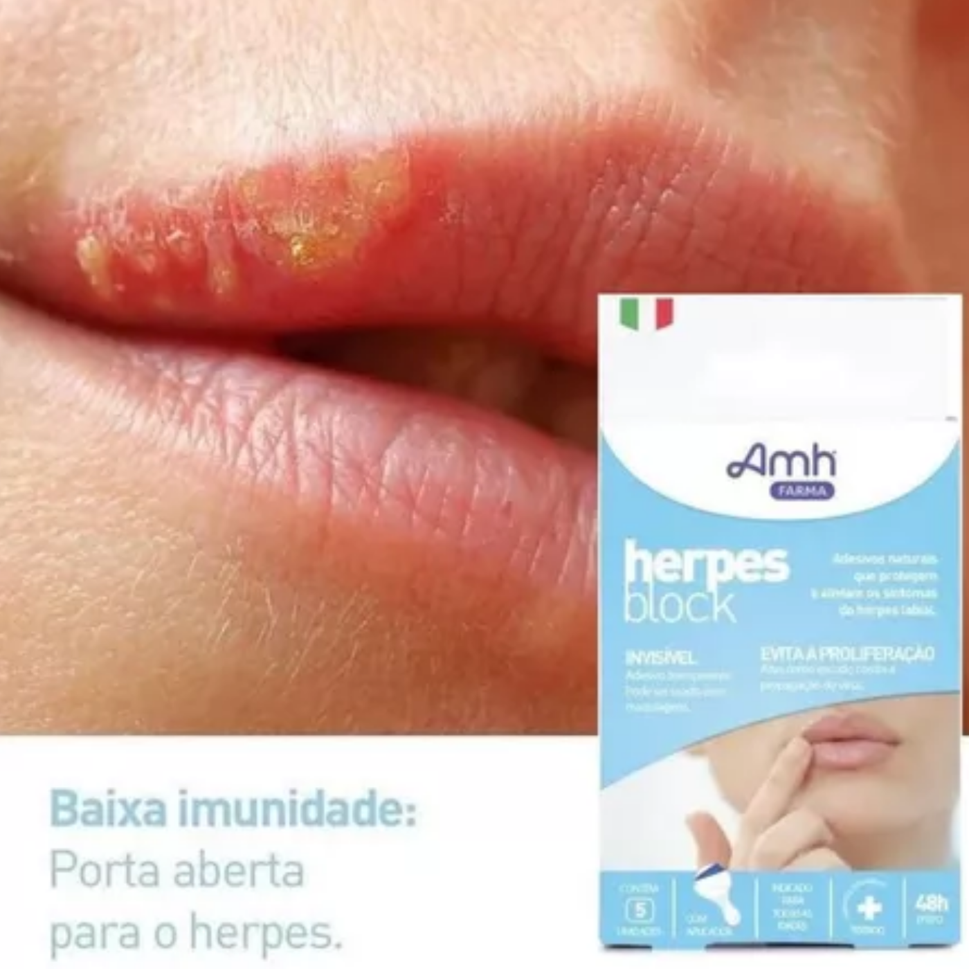 Adesivo Herpes Block Labial Proteção Natural Dermatológico - Minutobaby