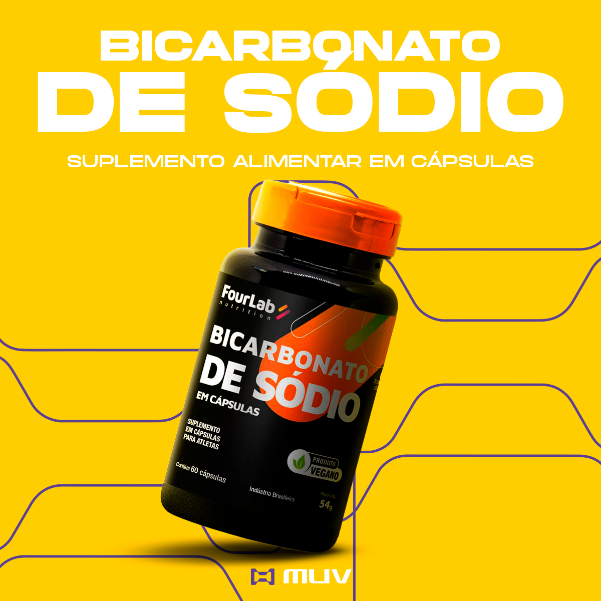 Bicarbonato de Sódio - 60 Cápsulas - Four Lab Nutrition - MUV Suplementos