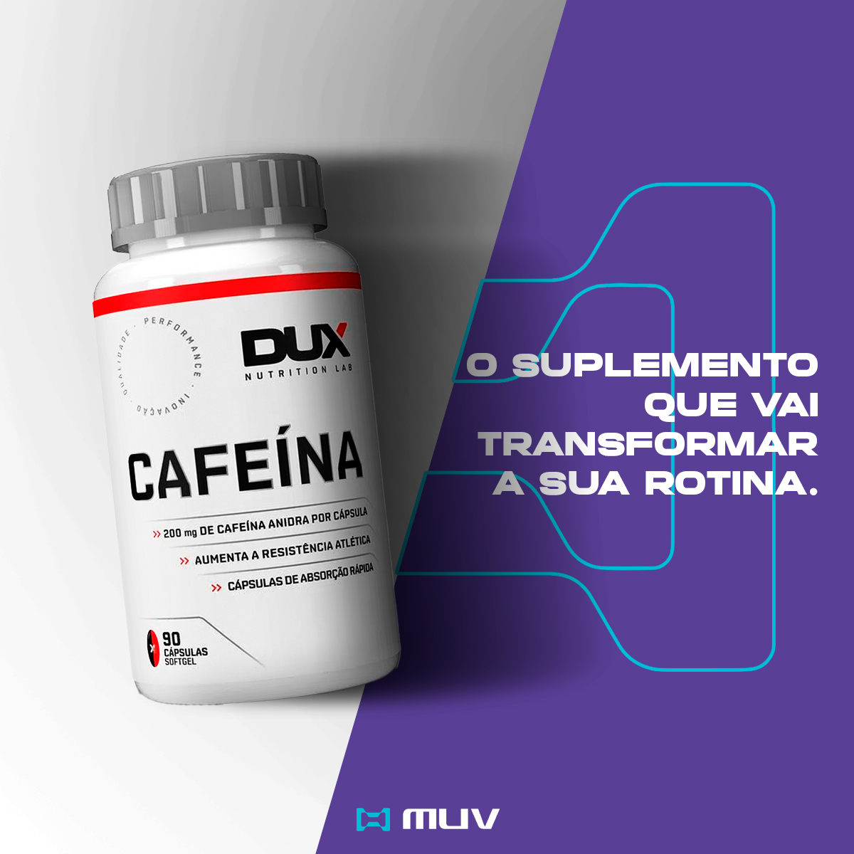 Cafeína - 90 Cápsulas - Dux Human Health - MUV Suplementos