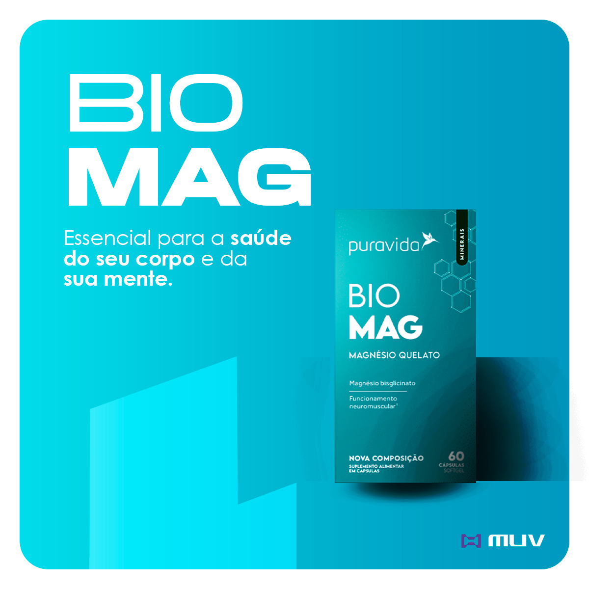 Bio Mag - 60 Cápsulas - Puravida - MUV Suplementos
