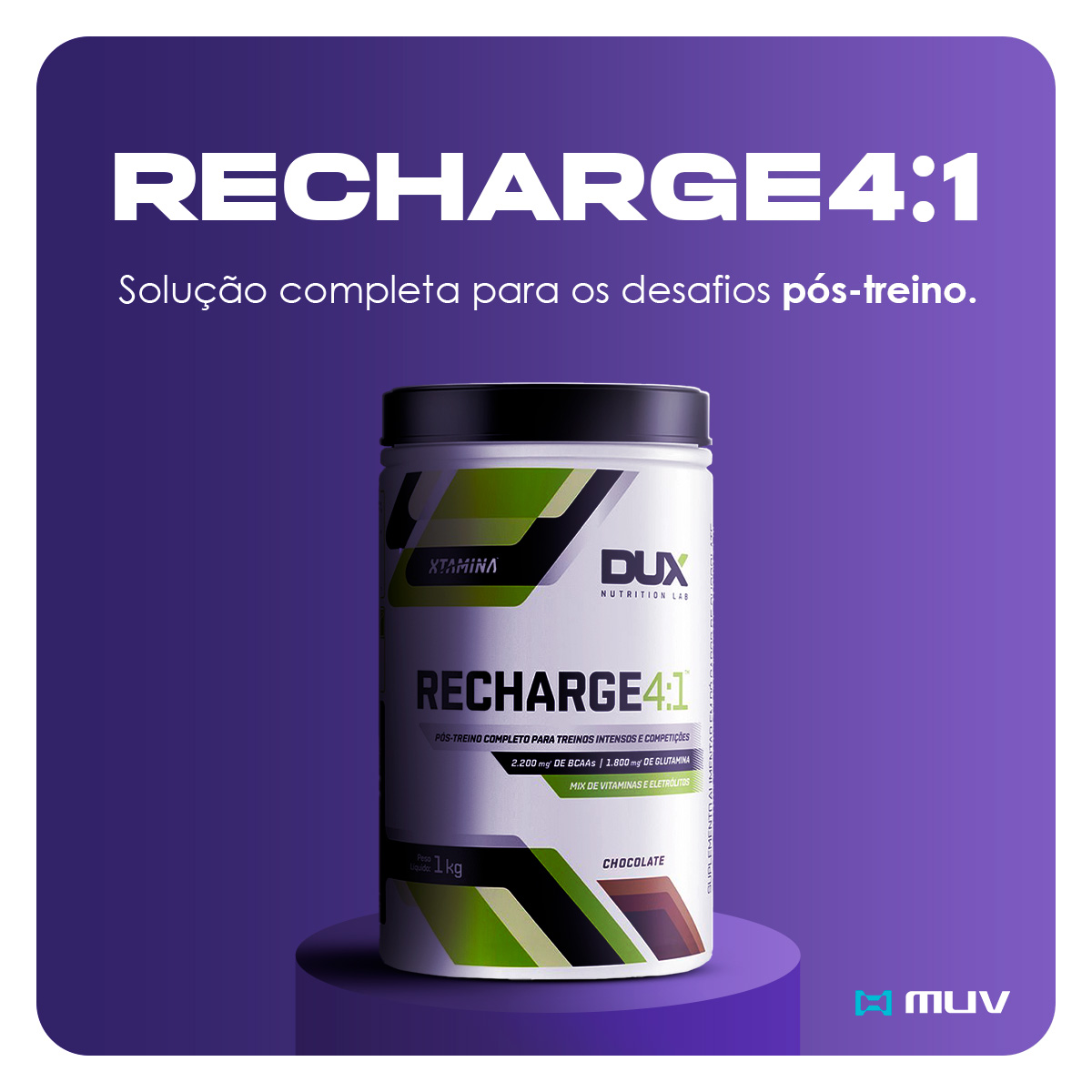 Recharge 4:1 Chocolate – 1kg – Dux Nutrition Lab - MUV | Viva em Movimento