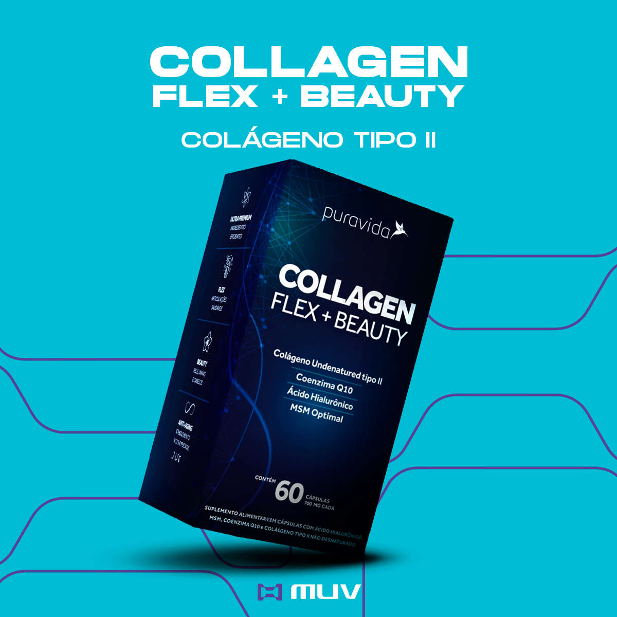 Collagen Flex Beauty - 60 Cápsulas - Puravida - MUV Suplementos