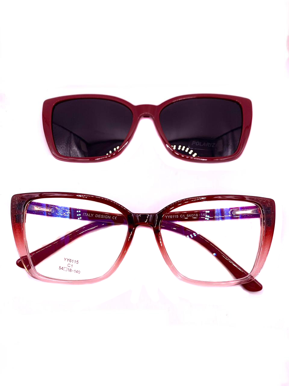 Ármação Clip-on Feminina Quadrada Vermelha - Óculos Vine