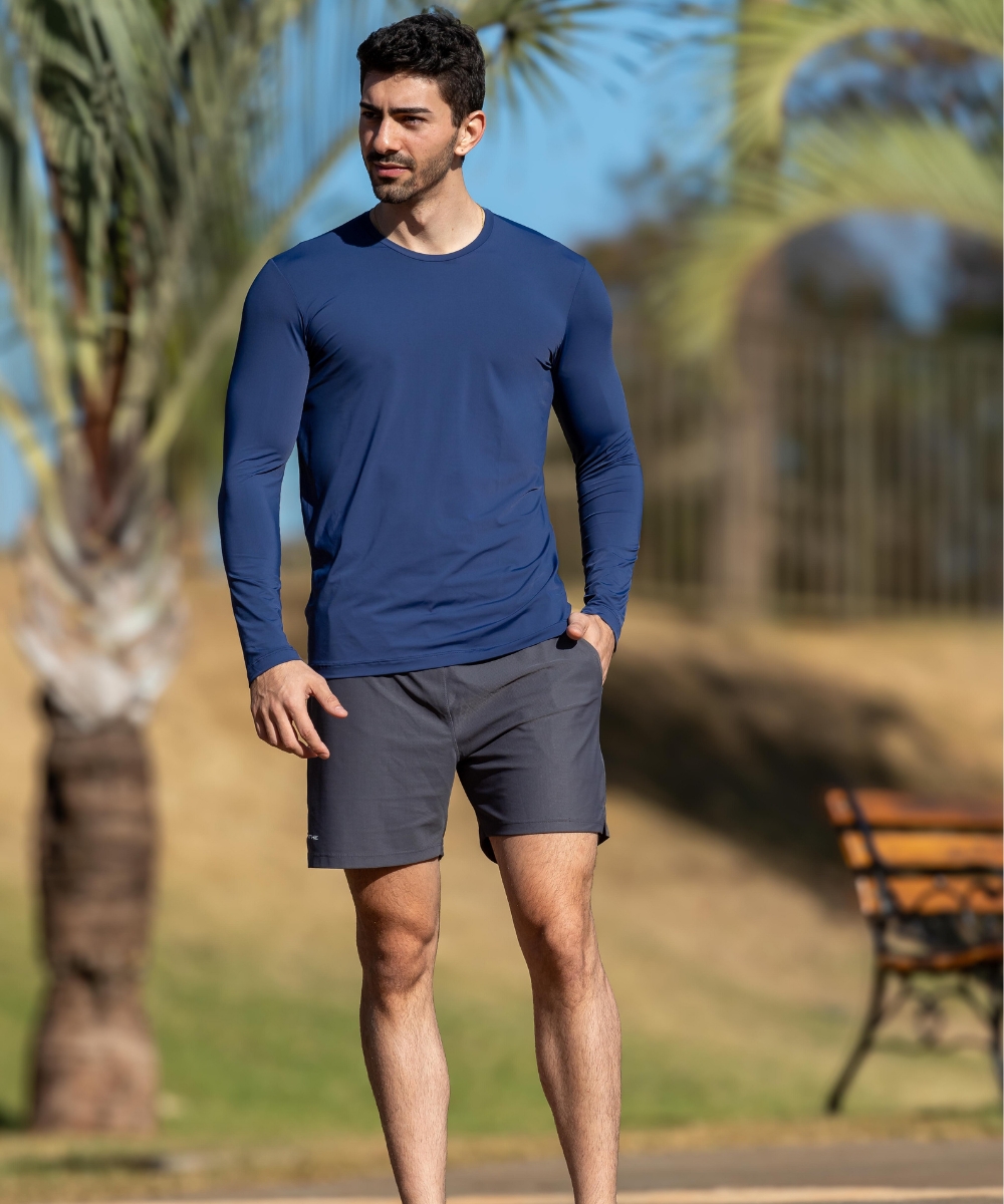 Camiseta Térmica Manga Longa com Proteção Solar UV 50+ Marinho - Lithe