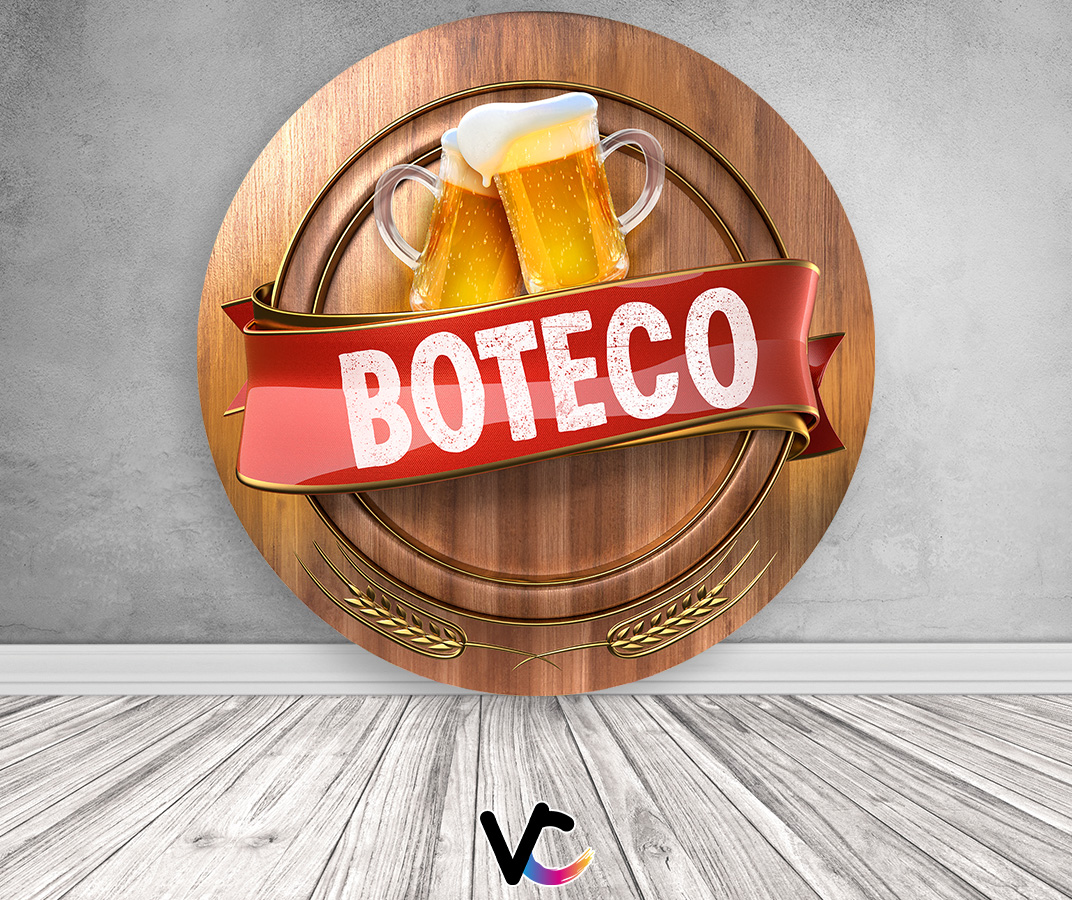 Painel De Festa Redondo 1,50x1,50 - Boteco Frame Efeito Madeira 014 ...