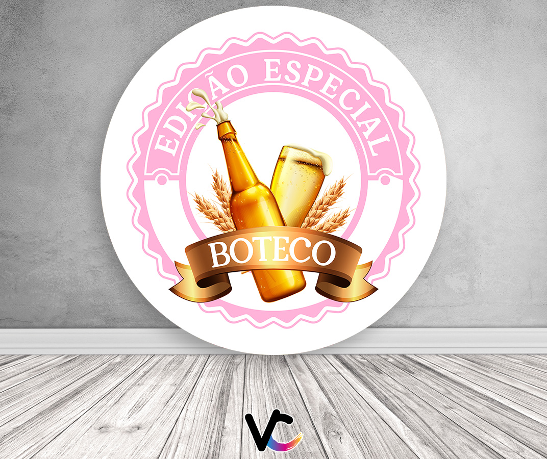 Painel De Festa Redondo 1,50x1,50 - Boteco Frame Rosa 015 - Via Cores ...