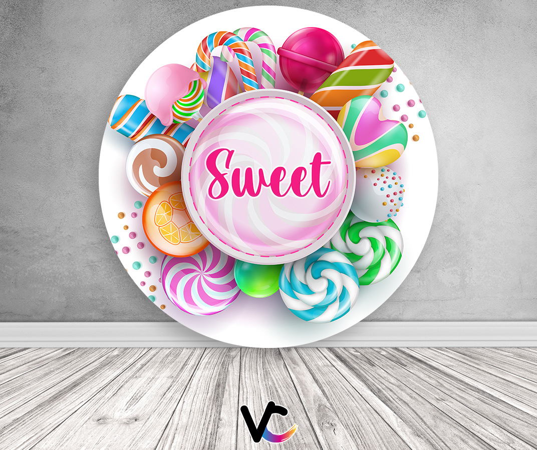 Painel De Festa Redondo 1,50x1,50 - Sweet Doces Diversos 015 - Via ...
