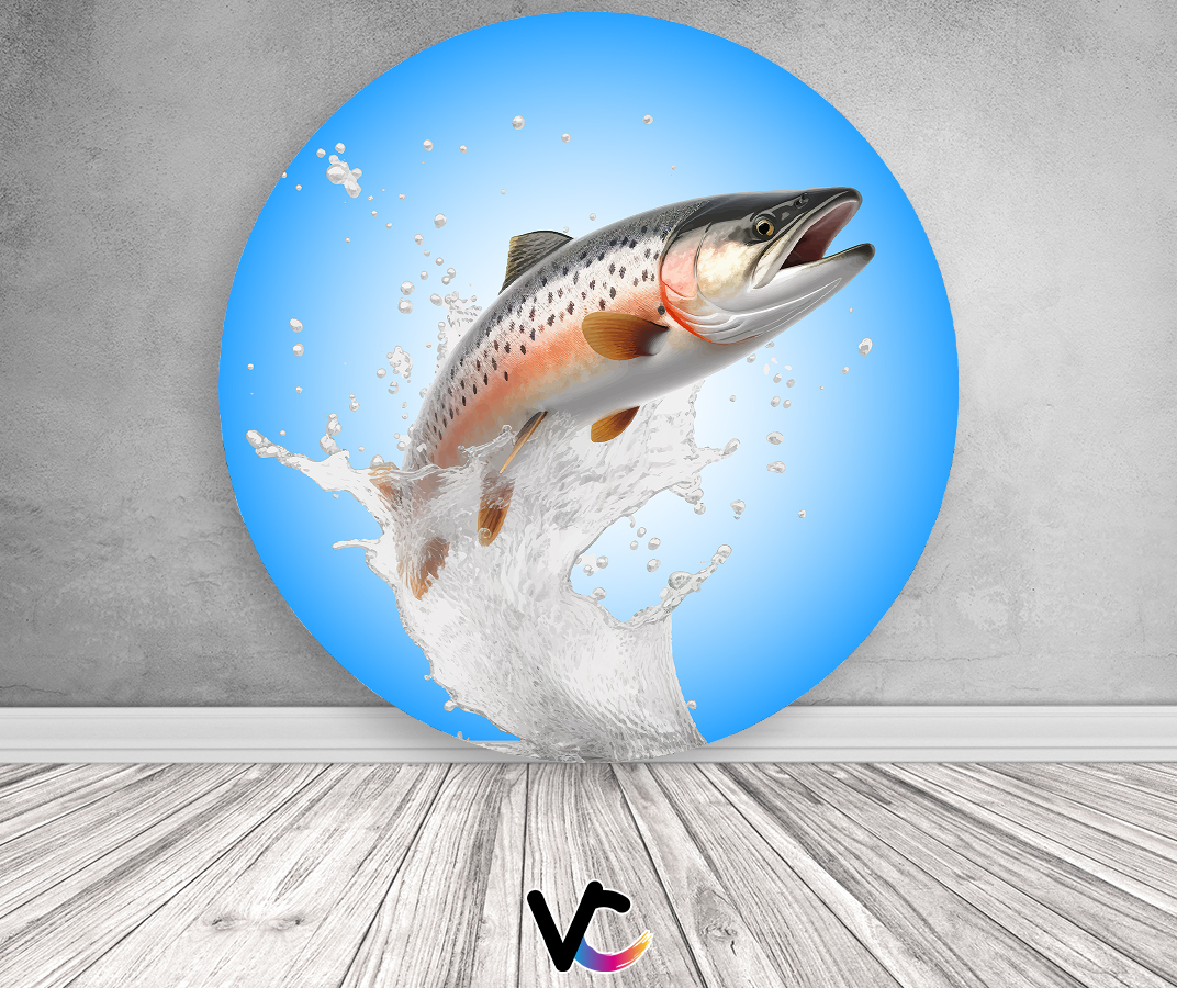 Painel De Festa Redondo 1,50x1,50 - Pescaria Peixe Saltando 005 - Via ...