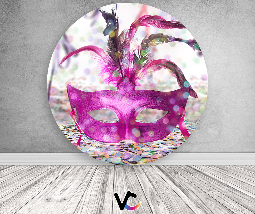 Painel De Festa Redondo 1,50x1,50 - Carnaval Máscara Roxa 006 - Via ...