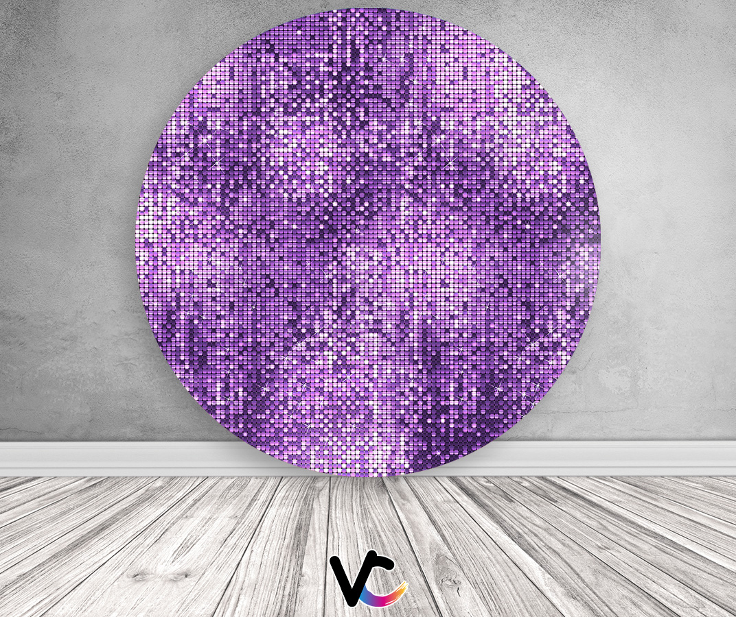 Painel De Festa Redondo 1,50x1,50 - Carnaval Efeito Lantejoulas Roxa ...
