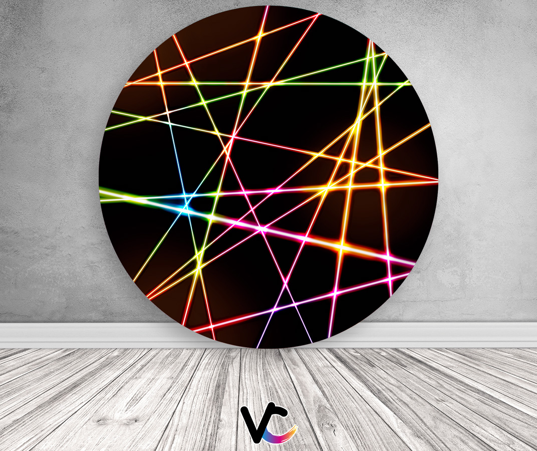 Painel De Festa Redondo 1,50x1,50 - Fios Efeito Neon 002 - Via Cores ...