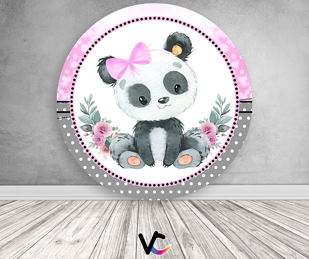 Painel De Festa Redondo 1,50x1,50 - Panda Cute Aquarela 007 - Via Cores ...