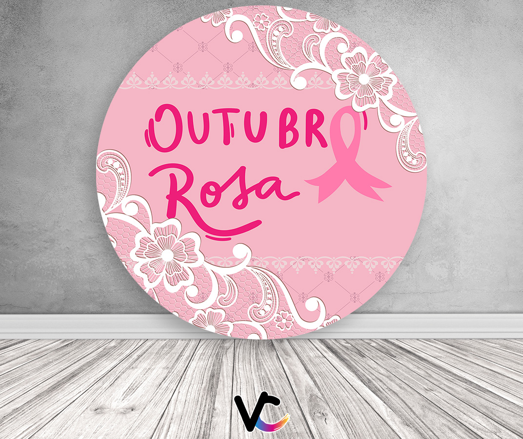 Painel De Festa Redondo 1,50x1,50 - Outubro Rosa Renda 004 - Via Cores ...