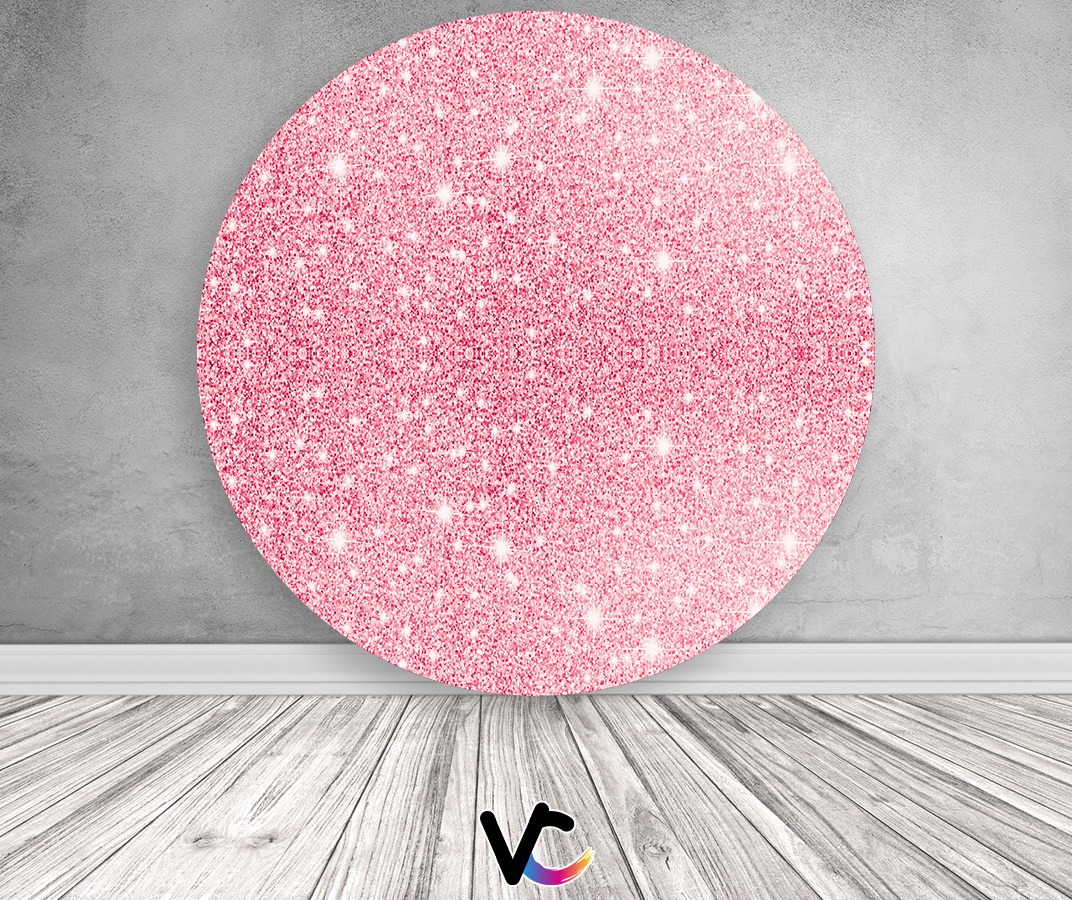 Painel De Festa Redondo 1,50x1,50 - Efeito Glitter Rosa Claro 007 - Via Cores - Paineis de Festa