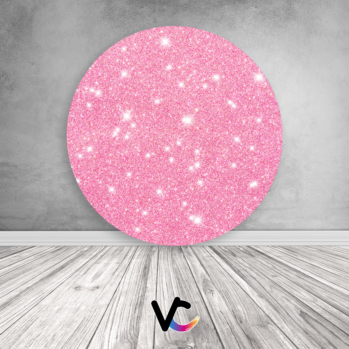 Painel De Festa Redondo 1,50x1,50 - Efeito Glitter Rosa Claro 190 - Via Cores - Paineis de Festa
