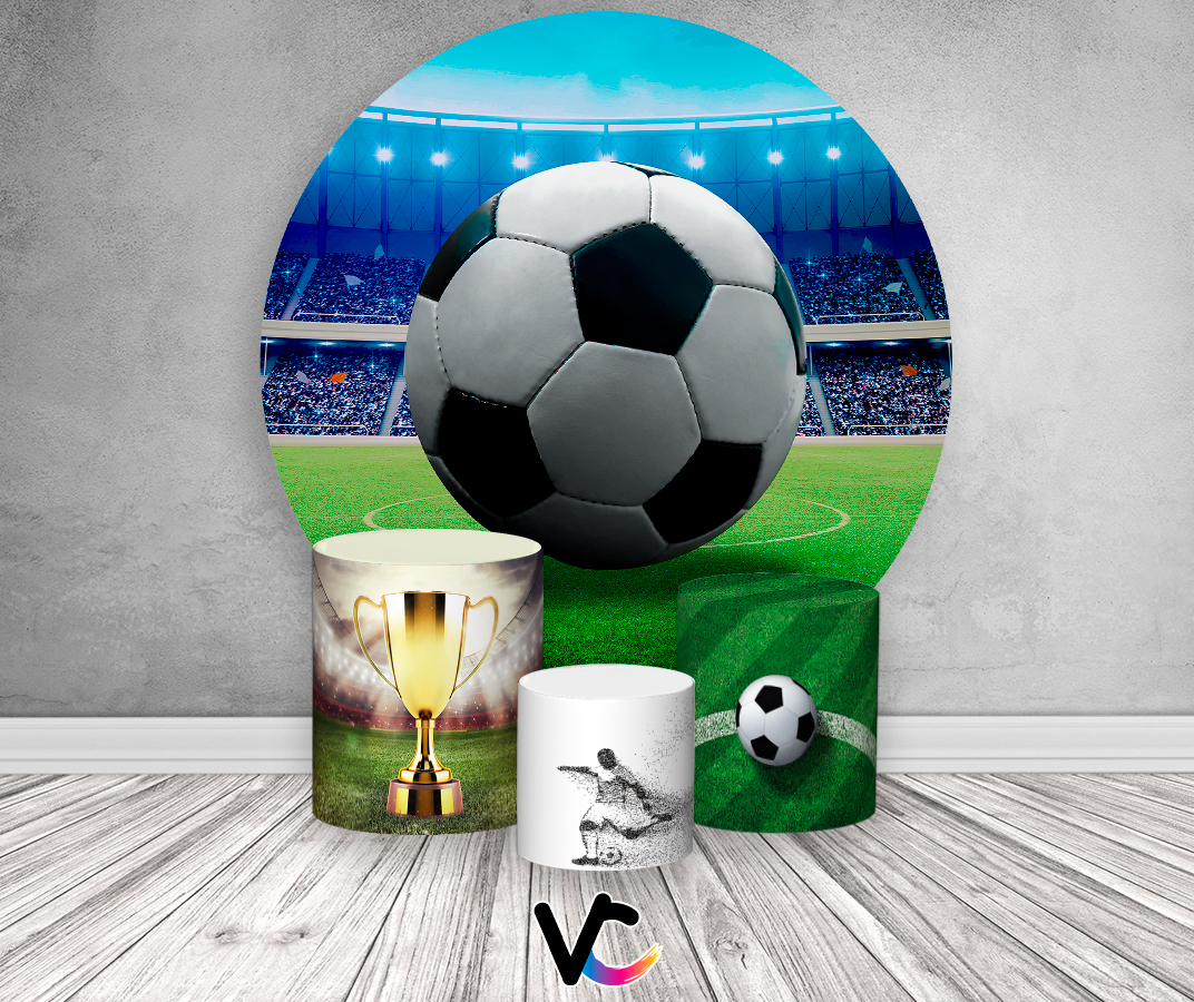 Painel De Festa Redondo 1,50 x 1,50 + Trio De Capas Cilindro - Futebol ...