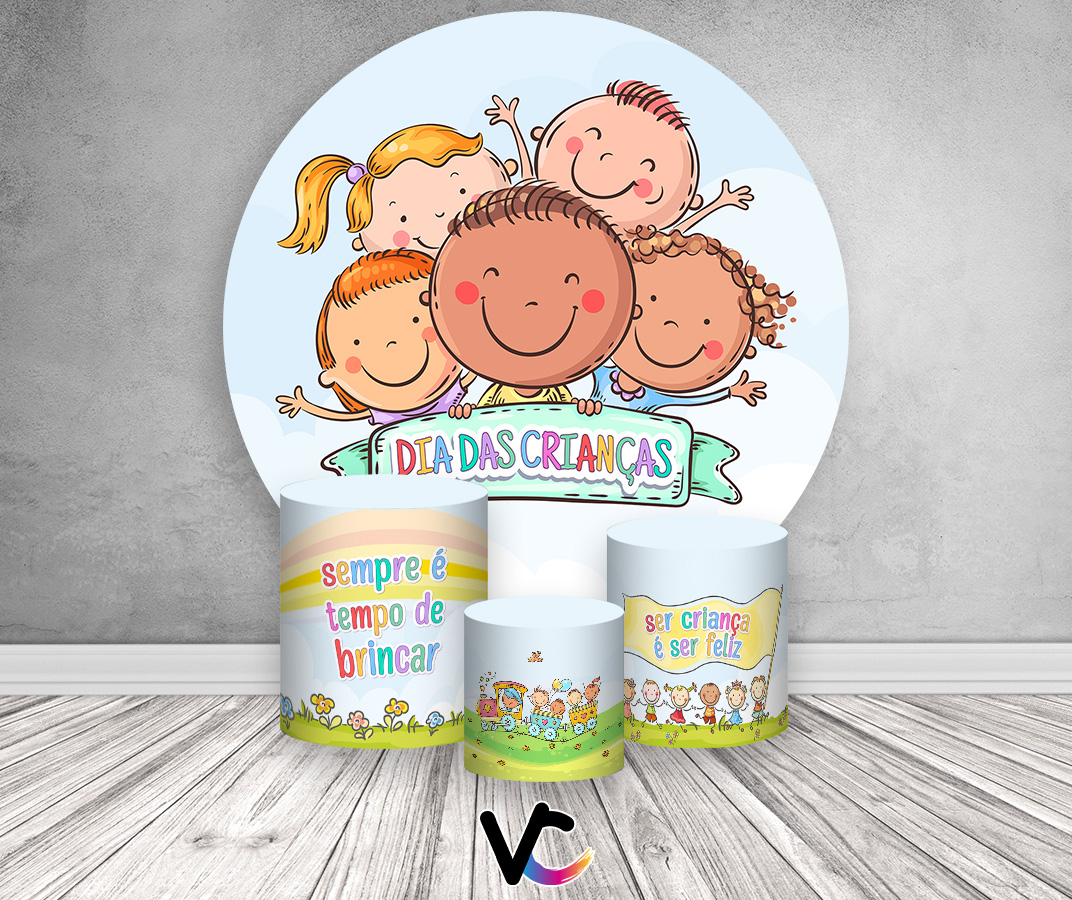 Painel De Festa Redondo 1,50 x 1,50 + Trio De Capas Cilindro - Desenho ...