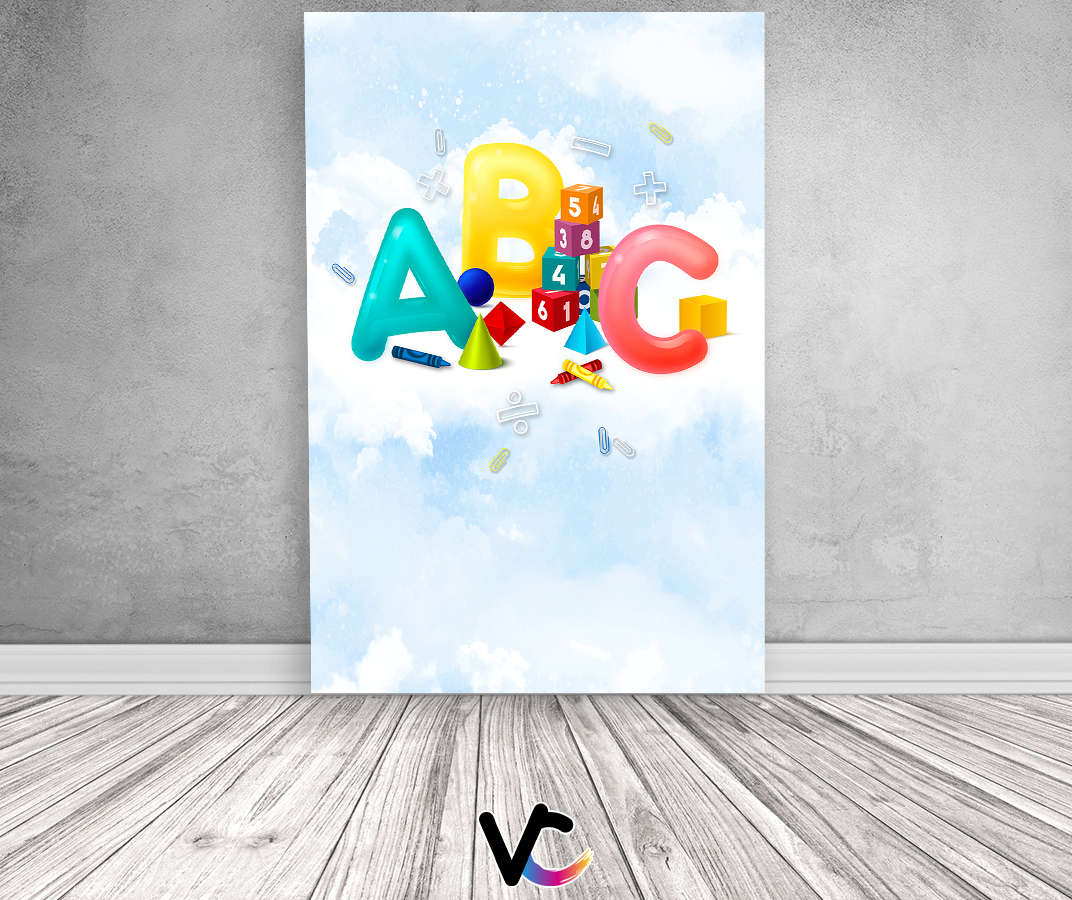 Painel De Festa Vertical 1,50 x 2,20 - Formatura ABC com Números 004 ...