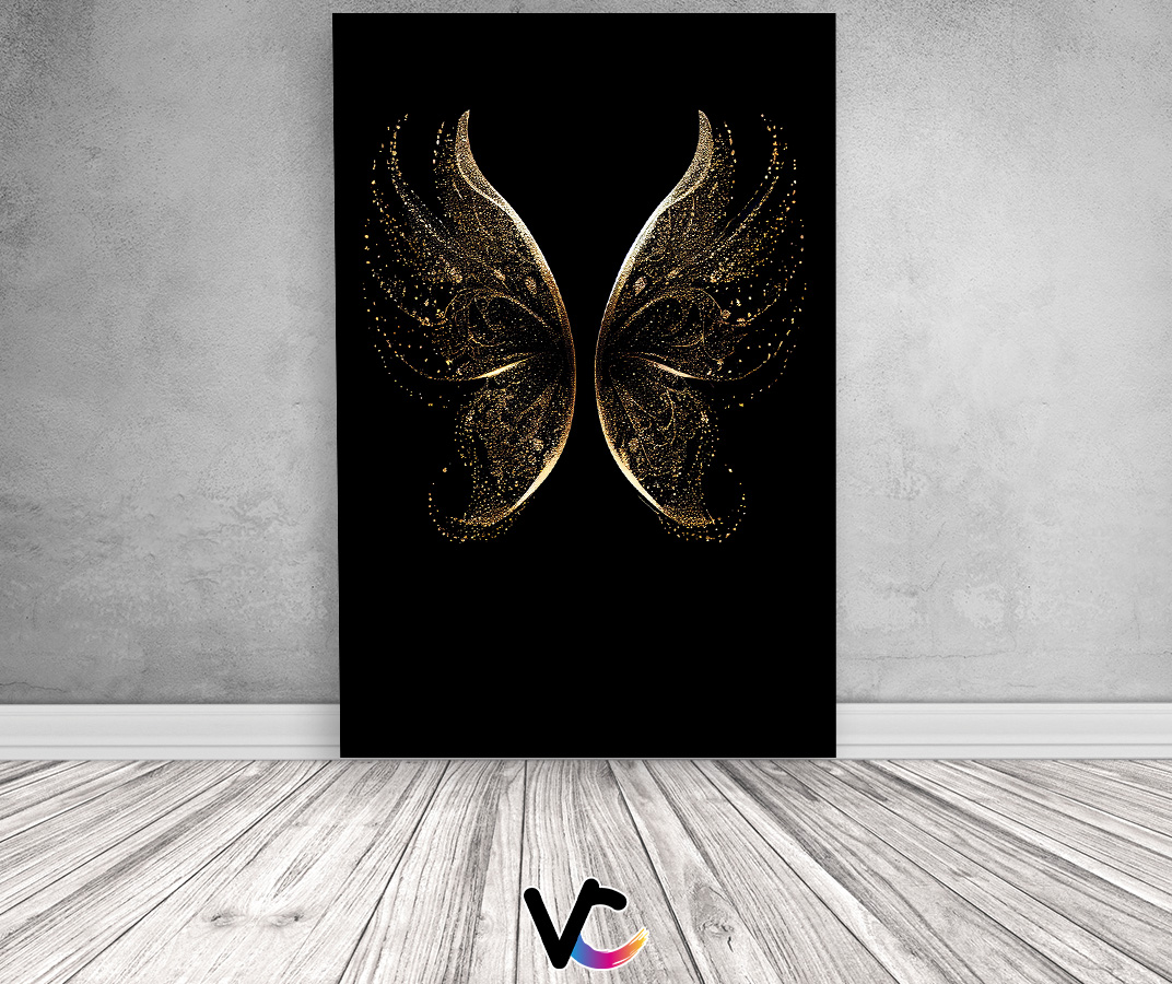 Painel De Festa Vertical 1,50 x 2,20 - Borboletas Asas Douradas Efeito Glitter 023 - Via Cores ...