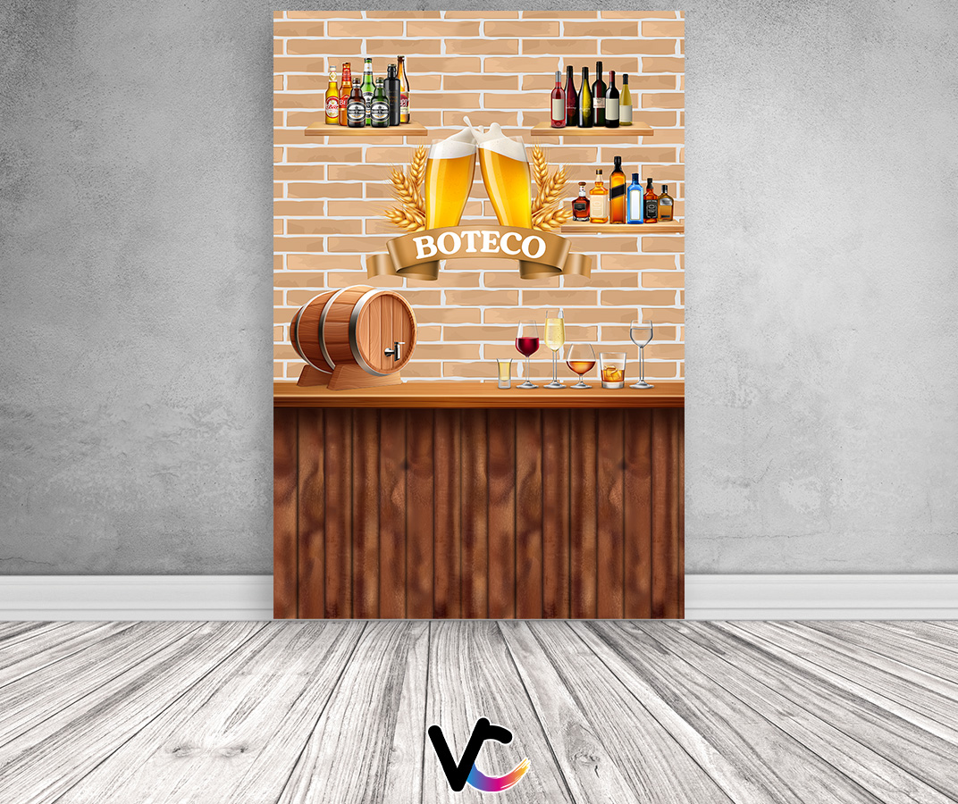 Painel De Festa Vertical 1,50 x 2,20 - Boteco Efeito Tijolos Bege 019 ...