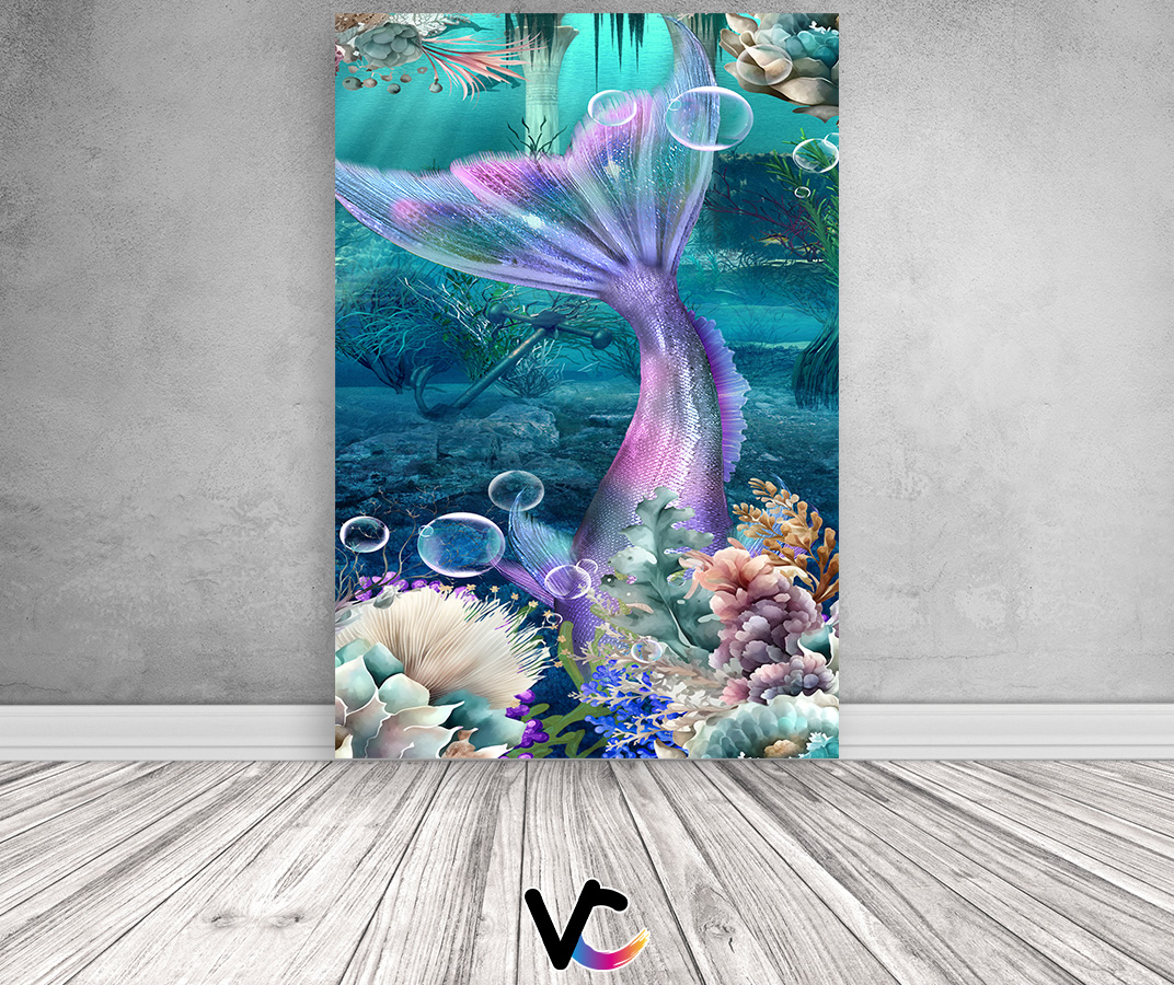 Painel De Festa Vertical 1,50 x 2,20 - Sereia Cauda Realista 009 - Via ...