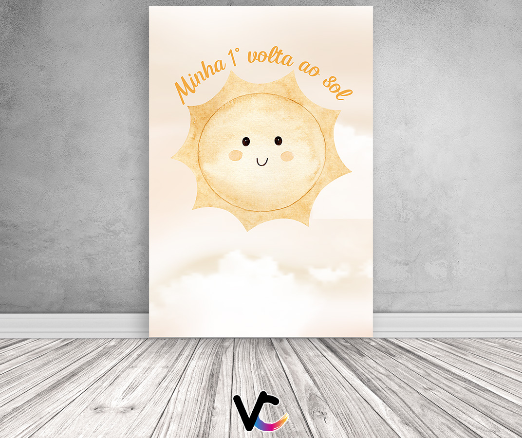 Painel De Festa Vertical 1,50 x 2,20 - Primeira Volta ao Sol Amarelo 031 - Via Cores - Paineis ...