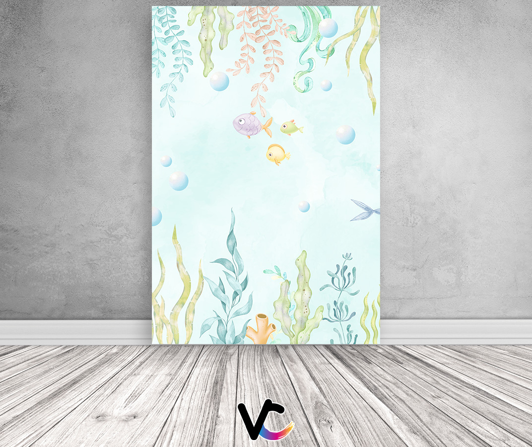 Painel De Festa Vertical 1,50 x 2,20 - Fundo do Mar Clean 014 - Via ...