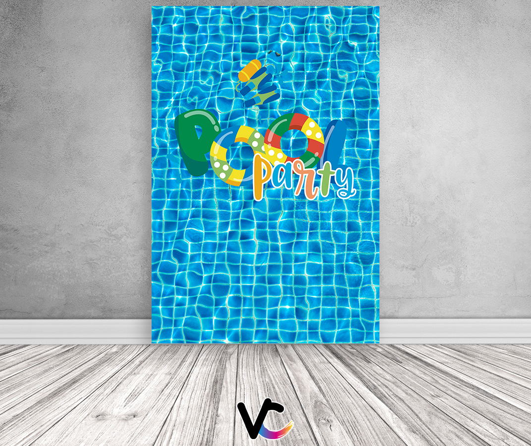 Painel De Festa Vertical 1,50 x 2,20 - Pool Party Piscina Azul 013 ...