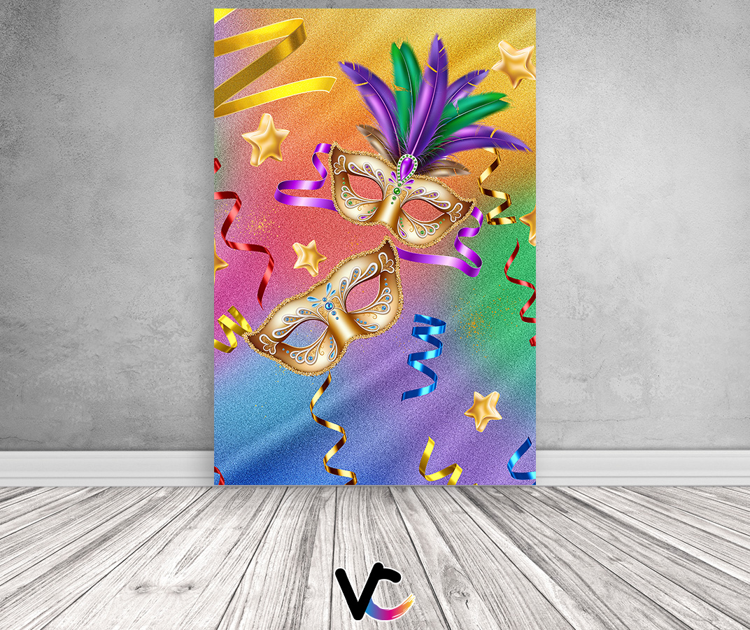 Painel De Festa Vertical 1,50 x 2,20 - Máscaras de Carnaval e Fitas 024 ...