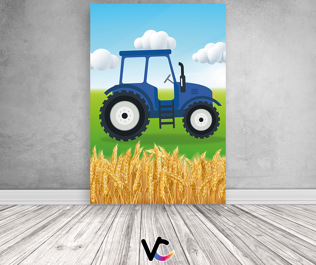 Painel De Festa Vertical 1,50 x 2,20 - Fazenda Trator Azul 010 - Via ...