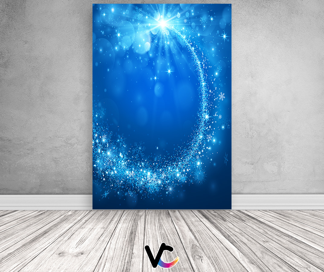 Painel De Festa Vertical 1,50 x 2,20 - Natal Azul Efeito Iluminada 033 ...