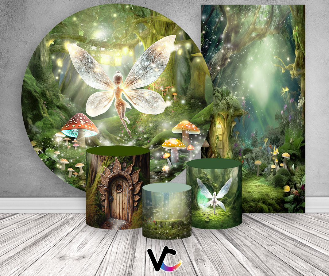 Painel De Festa + Trio De Capas Cilindro + Faixa Veste Fácil - Jardim ...