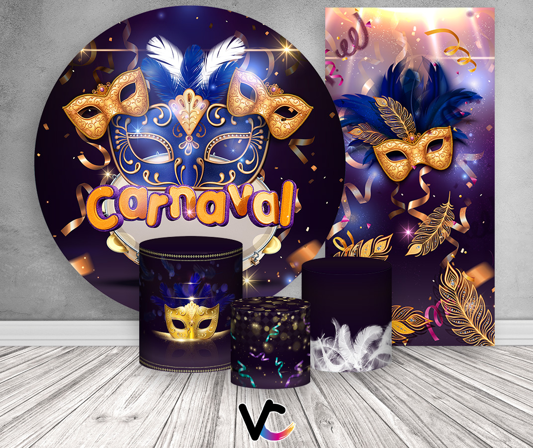 Painel De Festa + Trio De Capas Cilindro + Faixa Veste Fácil - Carnaval ...